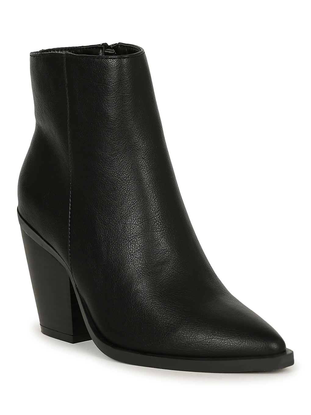 Bamboo Pointed Toe Stacked Chunky Heel Ankle Bootie 20364 - Walmart.com