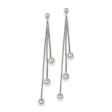 Sterling Silver Polished Heart Post Dangle Earrings (2.1IN Long ...