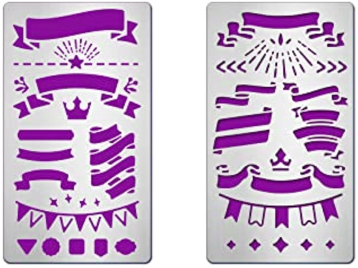 2Pcs Banner Ribbon Metal Stencils Template Scrapbooking Drawing ...