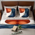 Bed Runner for King Size Bed, Navy Blue Burnt Orange 3 Pcs Bedding ...