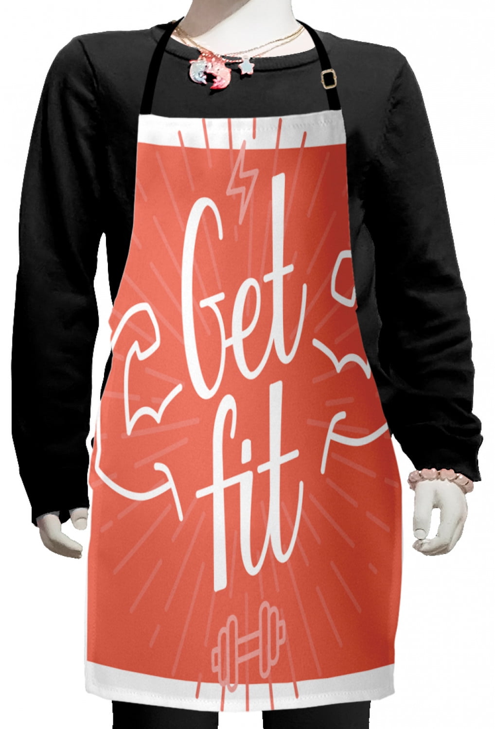 Fitness Kids Apron, Get It Lettering with Bodybuilder Man Arms Biceps ...