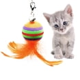 Cats Feathered Toy Sphere Toy Teaser with Bells Colorful Catcher Teaser ...