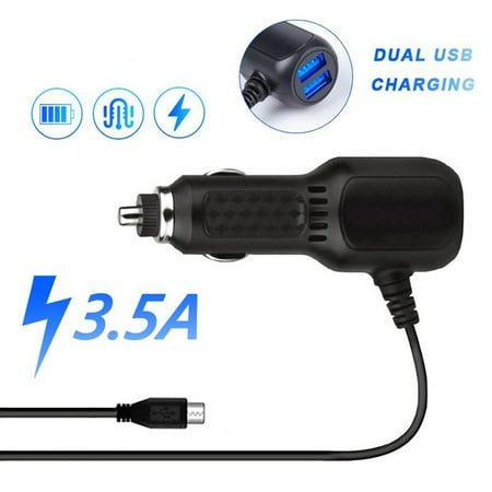 Dash Cam Car Charger Mini Usb Cable 11.5Ft Power Cord Supply For Dvr ...