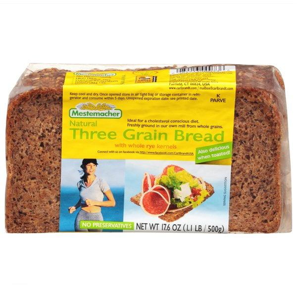 Mestemacher Natural Three Grain Bread, 17.6 Oz - Walmart.com - Walmart.com