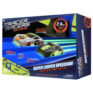 Light Up Twisting Neon Glow In The Dark 360 Loop RaceTrack Set ...
