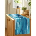 Burlap Table Runner 36 Inches Long, Blue Water Ripple Marble Non-Slip ...