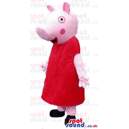 Peppa pig wearing a red mini dress and black shoes - Mascots-Mascots ...