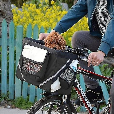Pet Bicycle Carrier Basket Bag With Big Side Pockets Removable Bicycle ...