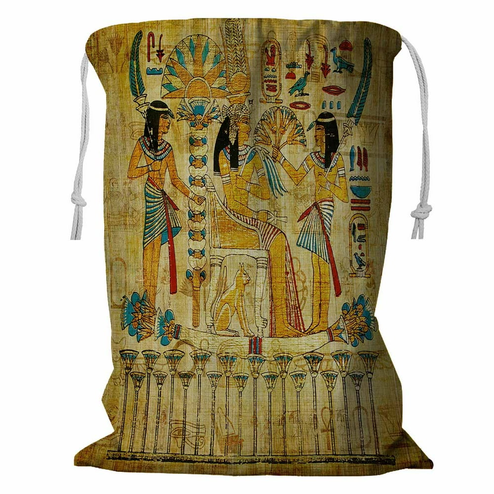 ABPHQTO Old Egyptian Papyrus Storage Basket Laundry Bag with Drawstring ...