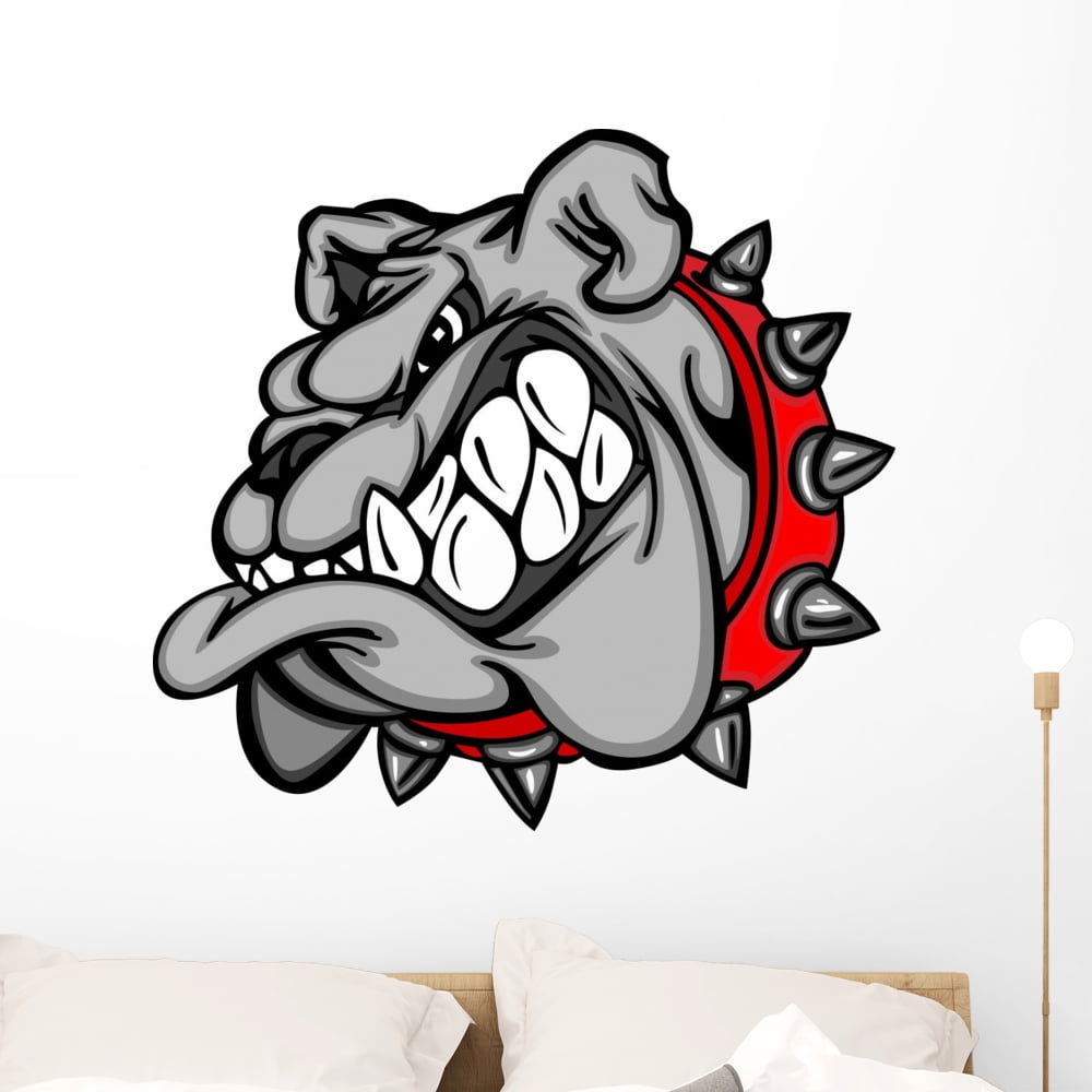 Bulldog Mascot Cartoon Face Wall Decal by Wallmonkeys Peel and Stick ...