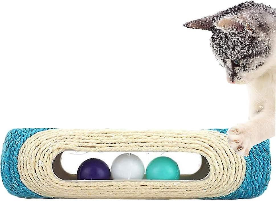 Kitten Toys Rolling Sisal Scratch Board Roller With 3 Ball Exercise ...