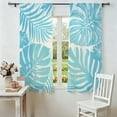 Aqua Blue Palm Leaves Sheer Curtains for Living Room Bedroom, Tropical ...