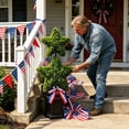 35.4in Double Star Patriotic Potted Greenery with Bow Artificial ...
