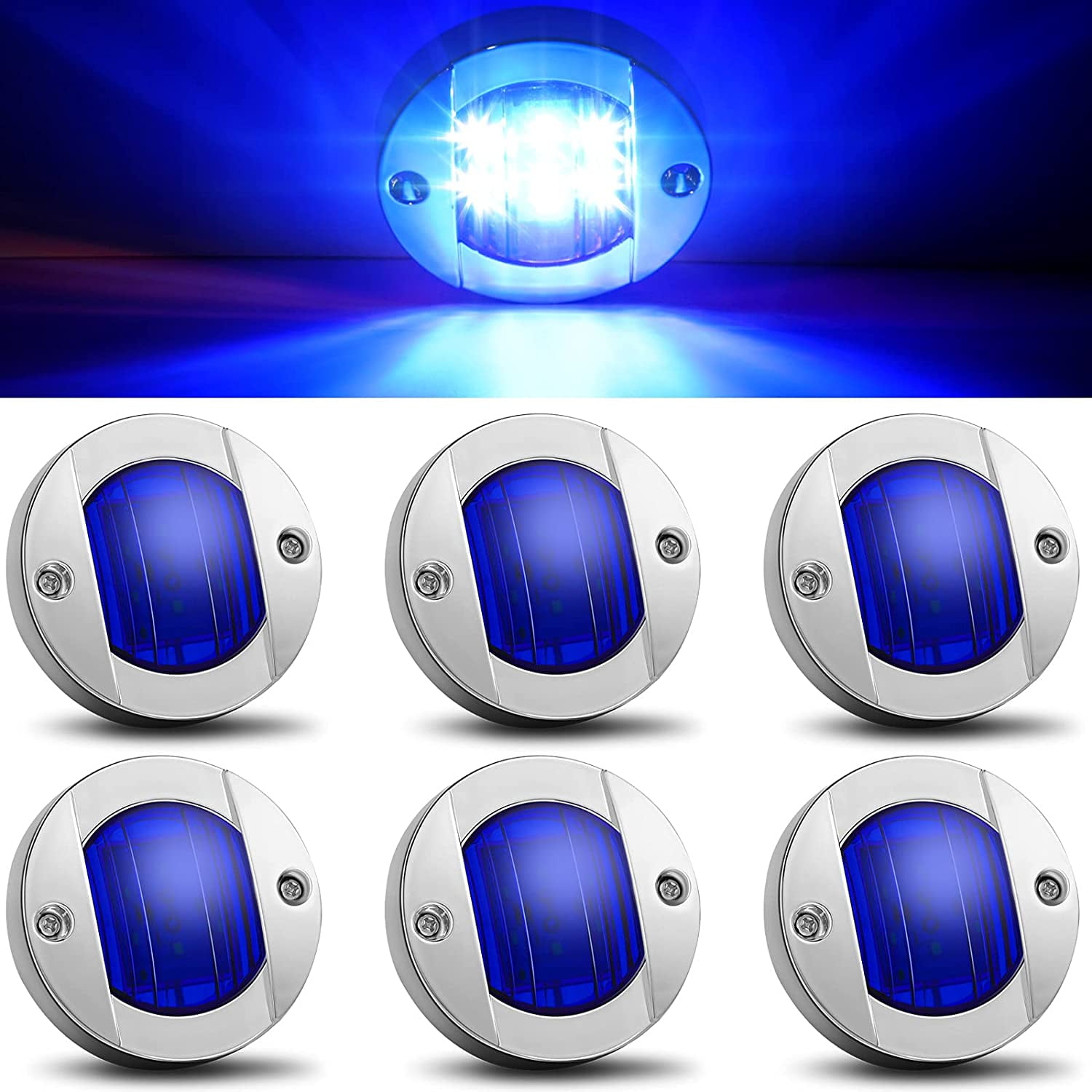 6 Pieces Round LED Boat Lights 12V Waterproof Marine Navigation Lights ...