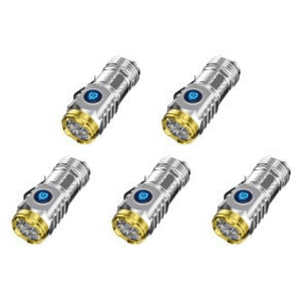 Linterna Brillante LED Recargable 5 Modos Tipo C Impermeable (plateada ...