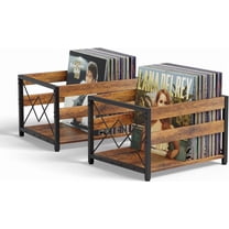 Y&M 2 Packs Vinyl Record Storage Crate, Wooden Storage Box, Classic ...