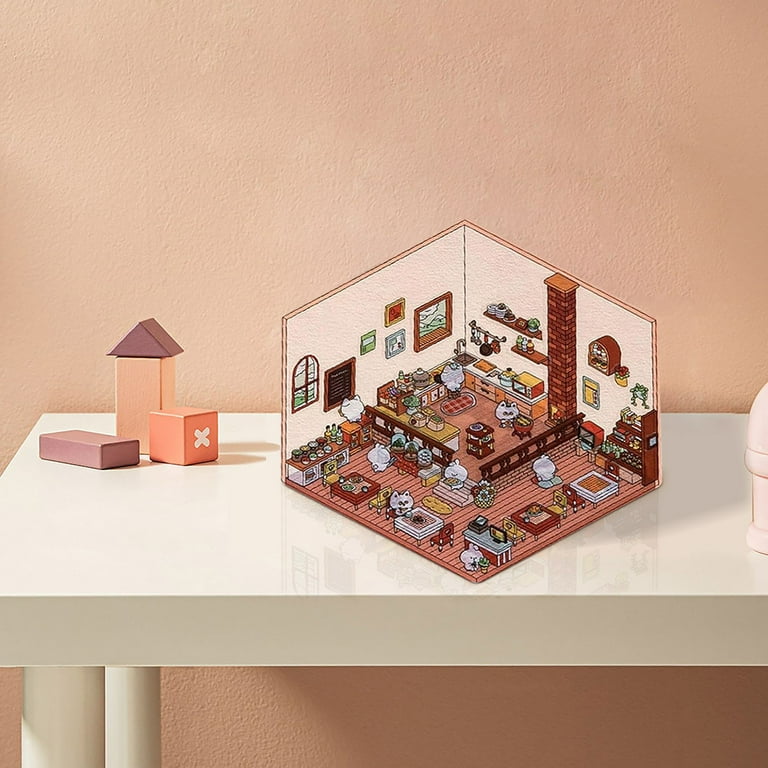 3d Stickers Diy 3d Sticker Scene 4 Sets DIY Cat Cafe Stickers With ...
