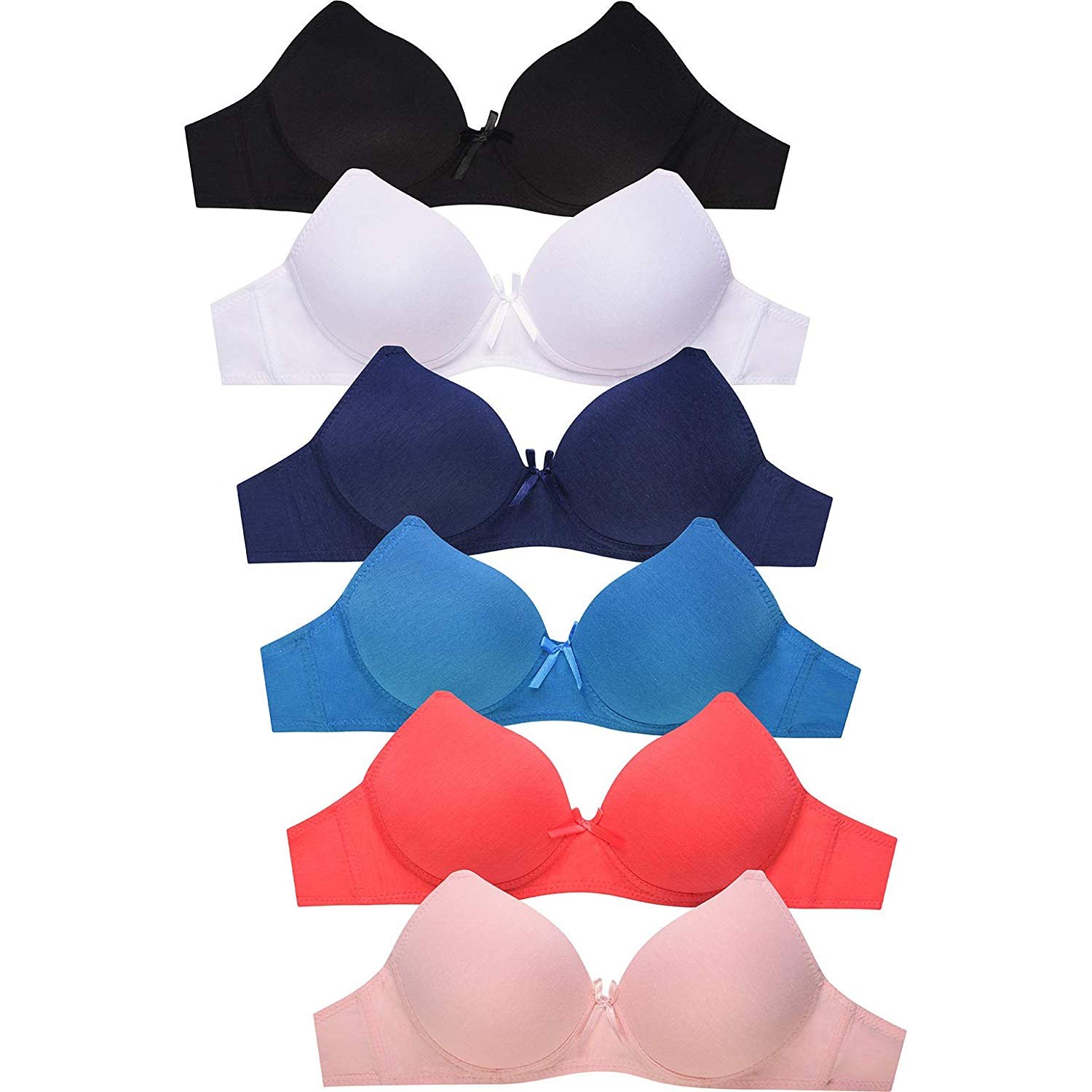 Women's Basic Plain Bras Packs of 6 - Various Styles Hope - no Wire ...