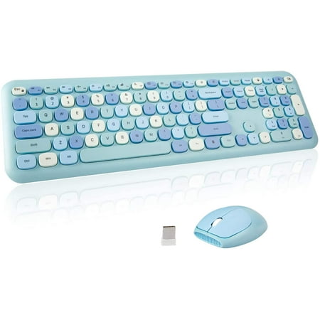 Wireless Keyboard Mouse Combo, 2.4GHz USB Colorful Keyboard with 112 ...