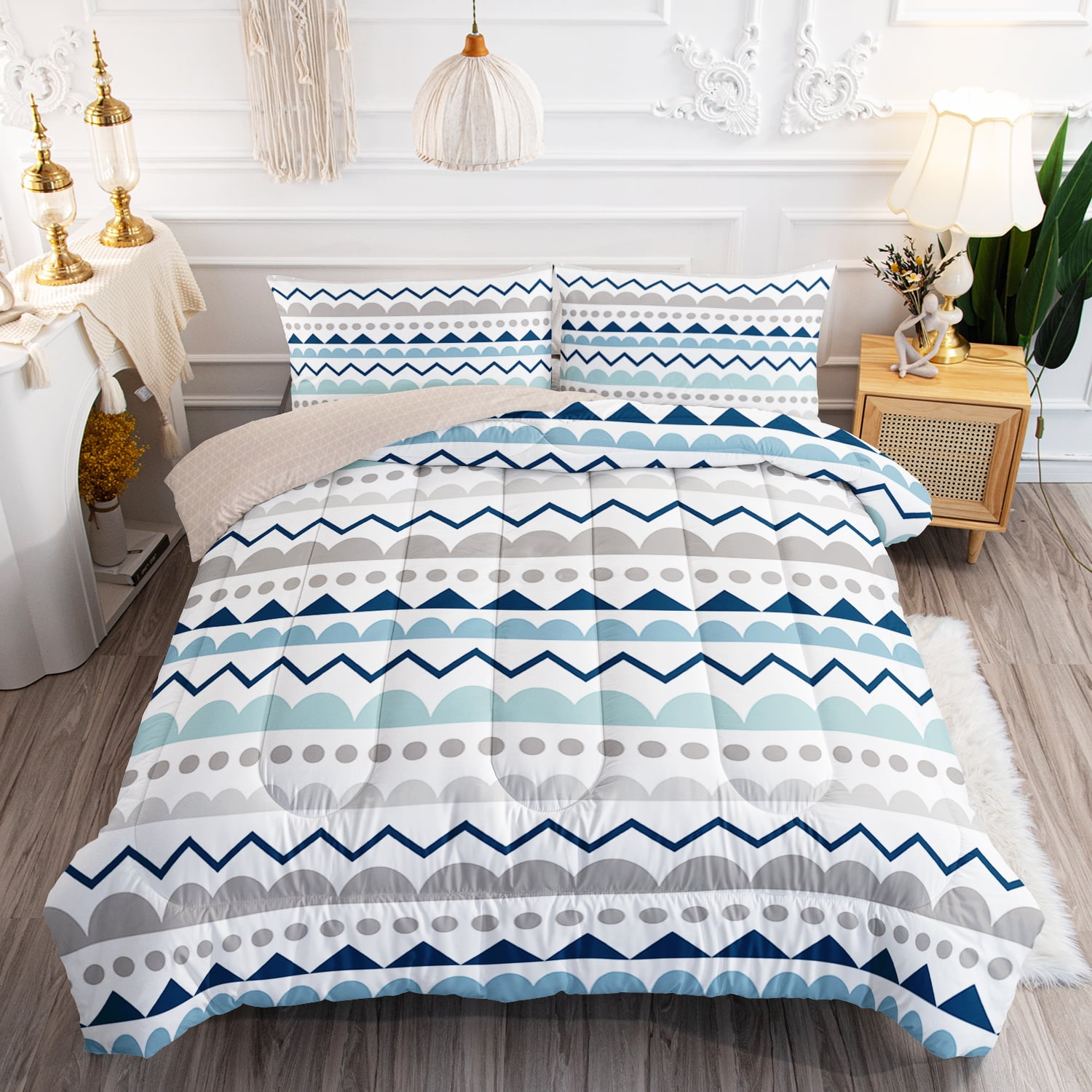 Hosima 3-Piece 3D Digital Printed Polyester Comforter With Multiple ...