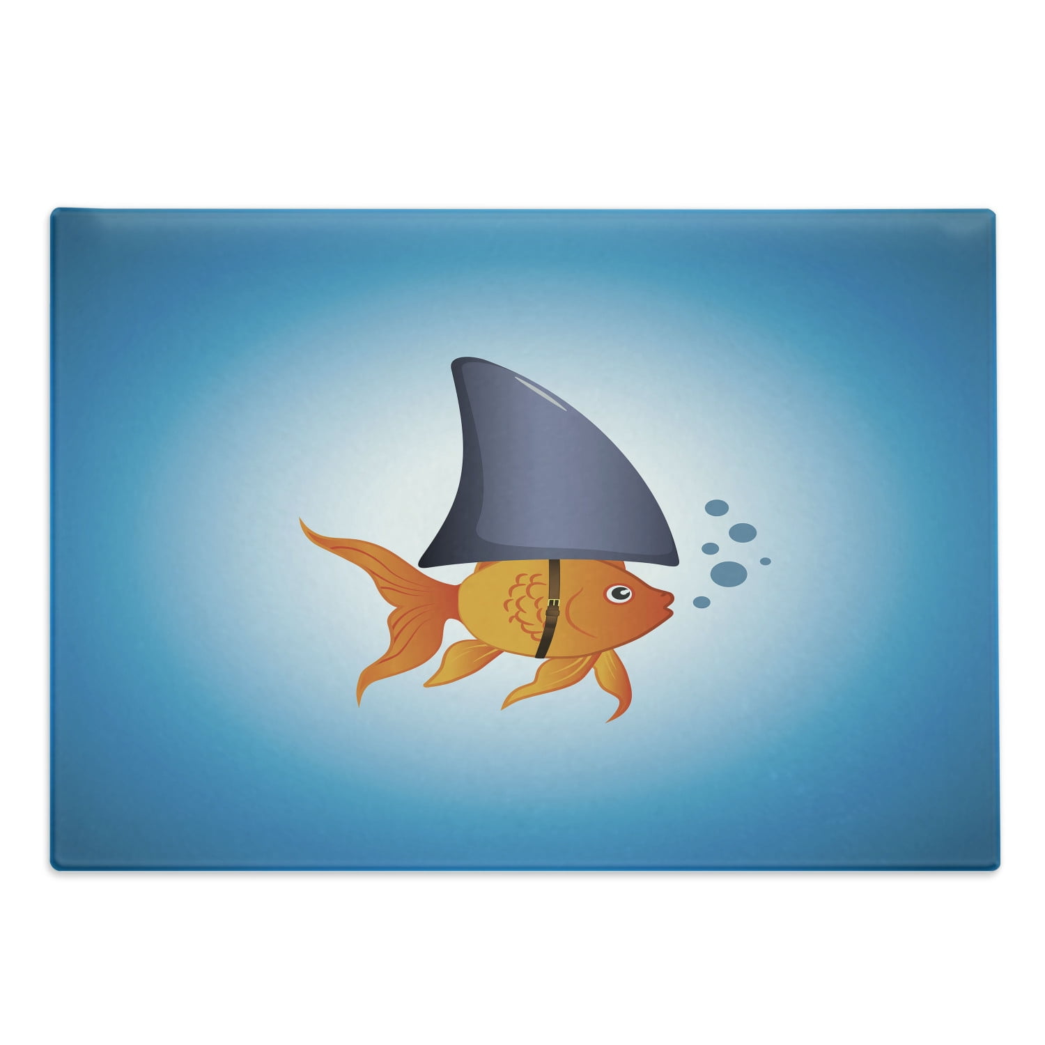 Shark Cutting Board, Little Goldfish Wearing a Shark Fin to Scare ...
