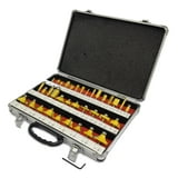 35 Piece Carbide 1/4" Shank Router Bit Set with Aluminum Carrying Case ...