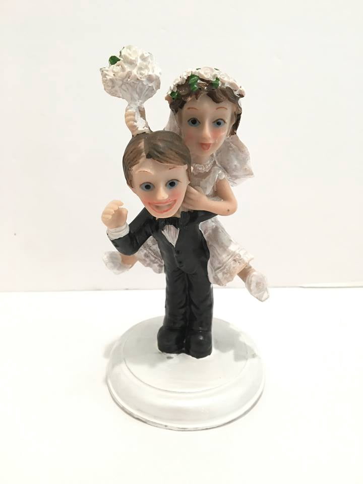6.5" Poly Resin Wedding Funny Comical Cake Topper Groom Carries Bride 1 ...
