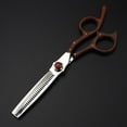 6 Inch VG10 Steel Hair Shears Set, Sandalwood Handle Cutting & Thinning ...