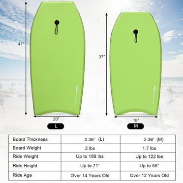Goplus 41'' Lightweight Adult Bodyboard with Leash for Beach Water ...