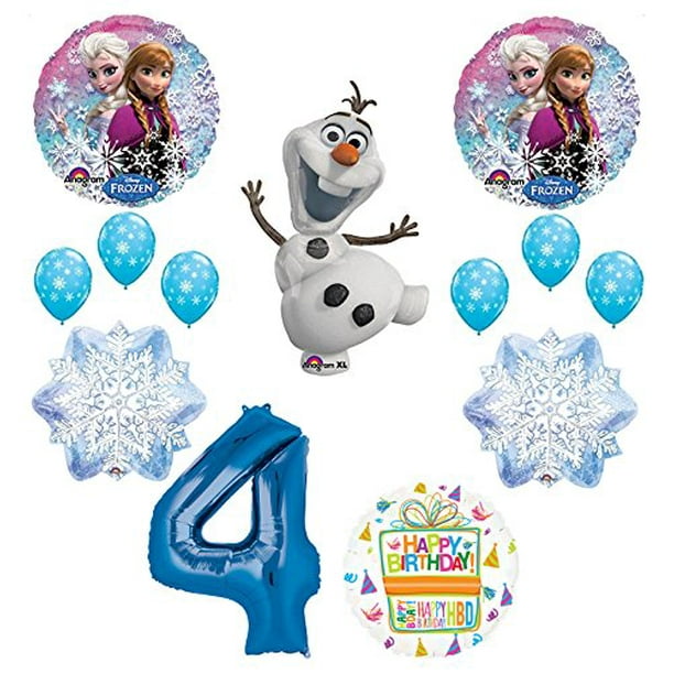 Frozen 4th Birthday Party Supplies Olaf, Elsa and Anna Balloon Bouquet ...
