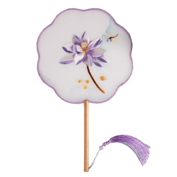 Chinese fan embroidered hand round fan classical dancing fan - Walmart.ca