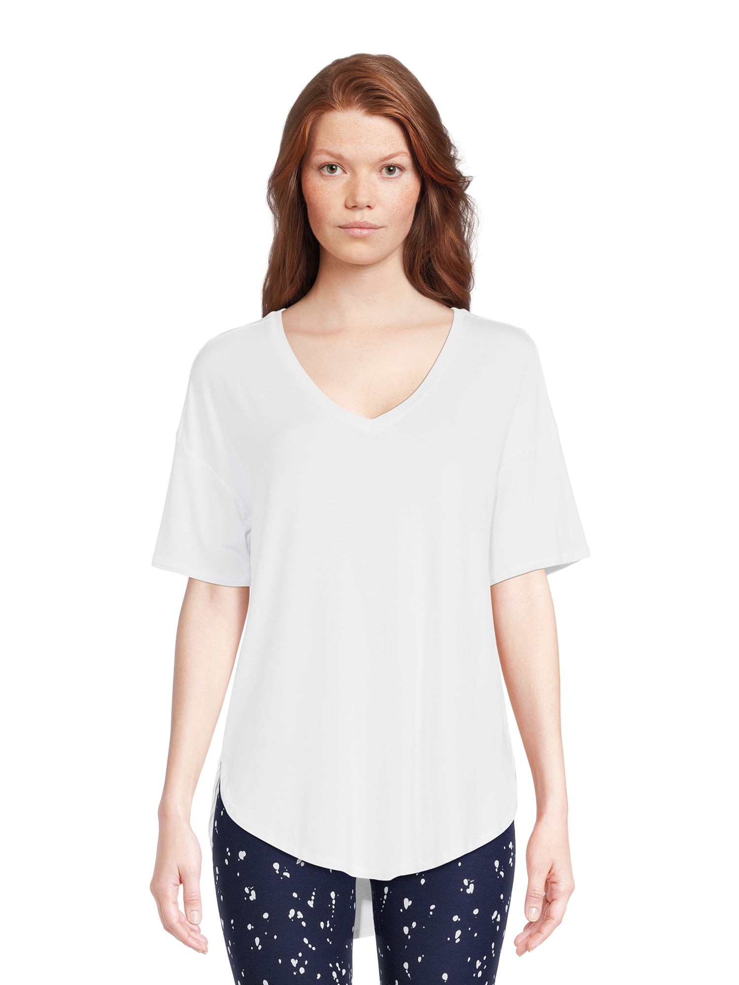 Time and Tru Women's V-Neck Tunic T-Shirt - Walmart.com