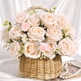 Artificial Roses 50pcs Champagne Real Touch Long Stems DIY Wedding ...