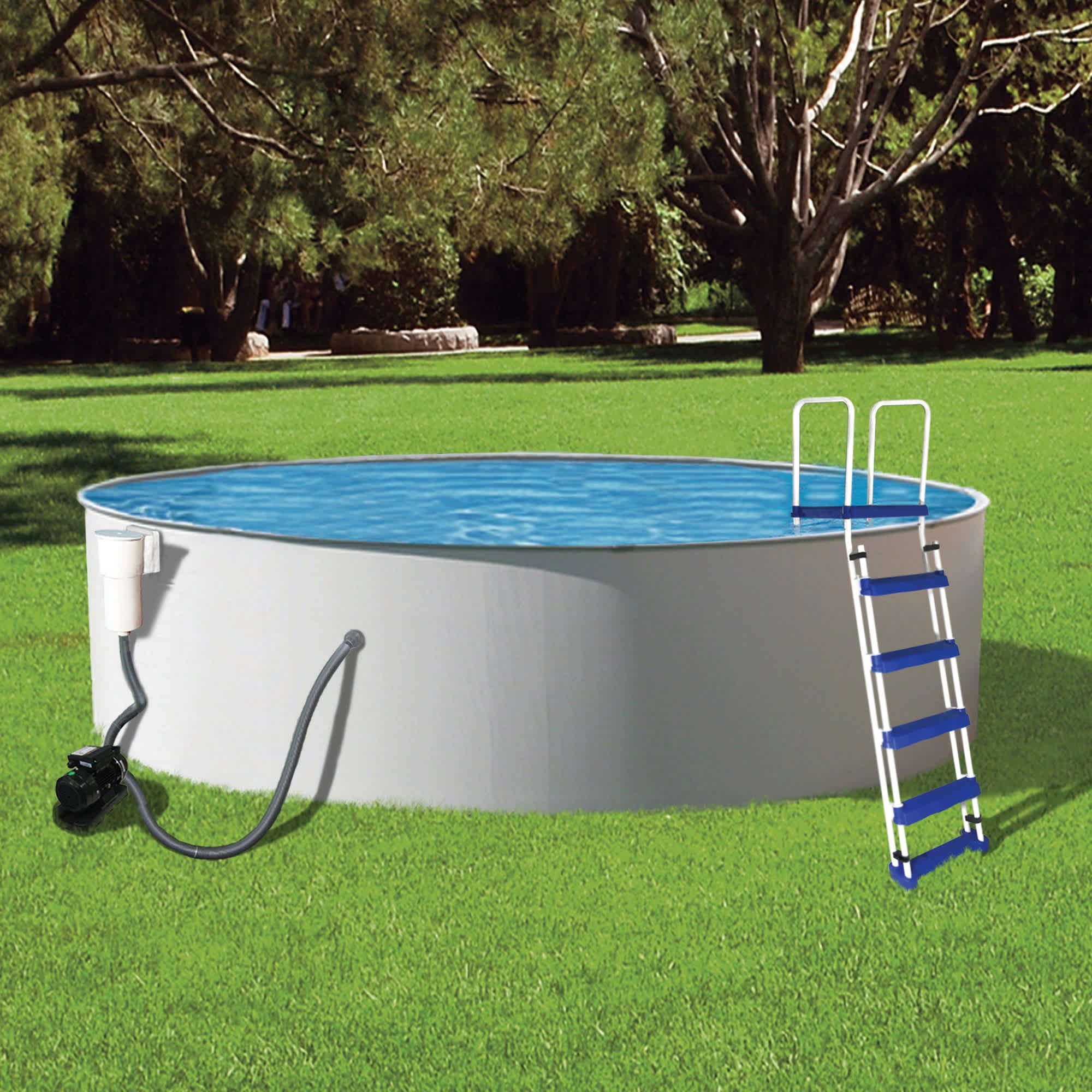 Blue Wave Presto Round 52-in Deep Metal Wall Swimming Pool Package ...