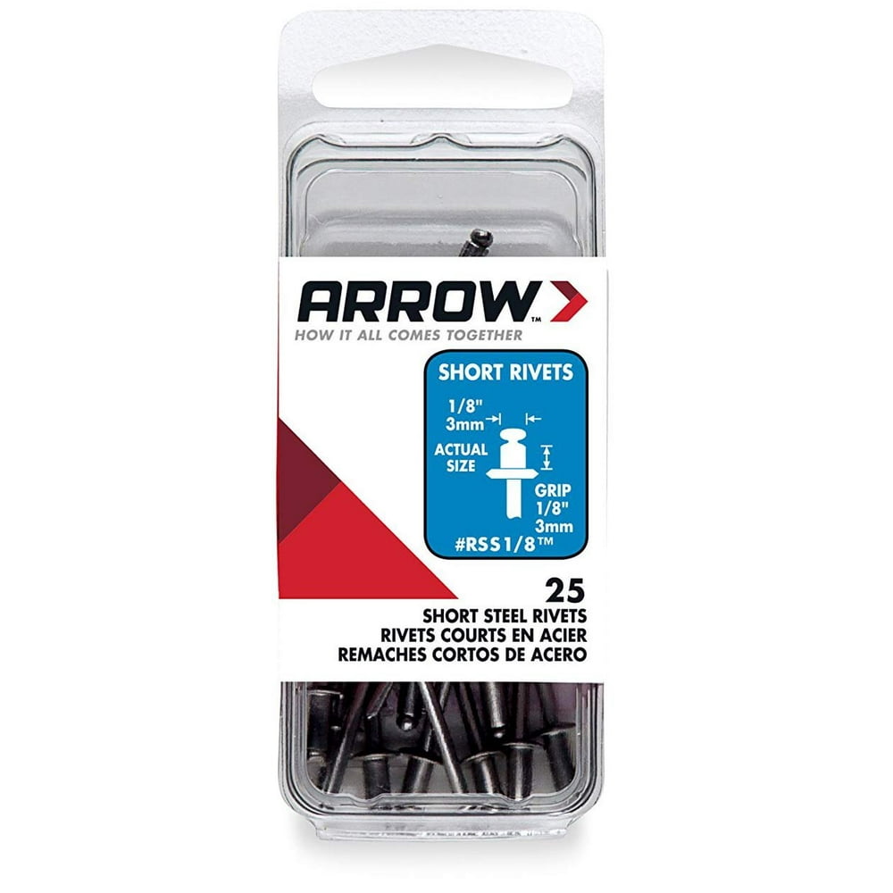 Arrow Fastener RSS1/8 Short Steel 1/8-Inch Rivets, 25-Pack - Walmart ...