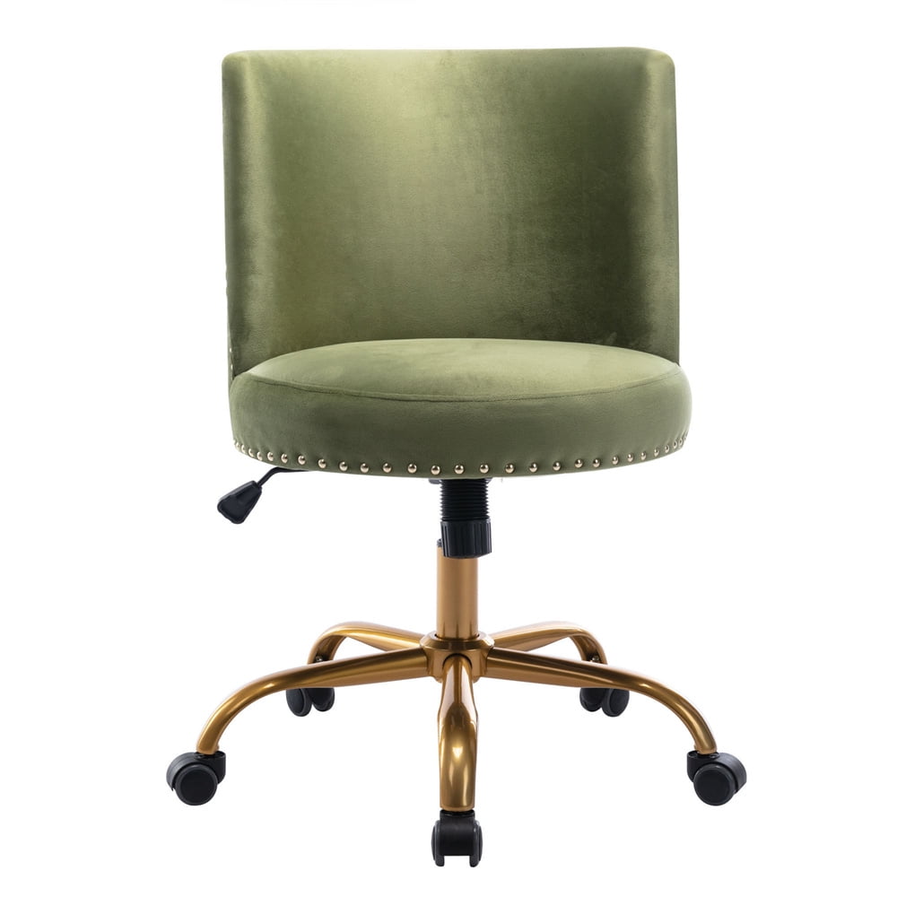 Velvet Home Office Desk Chair with Golden Legs, Elegant Modern Swivel ...
