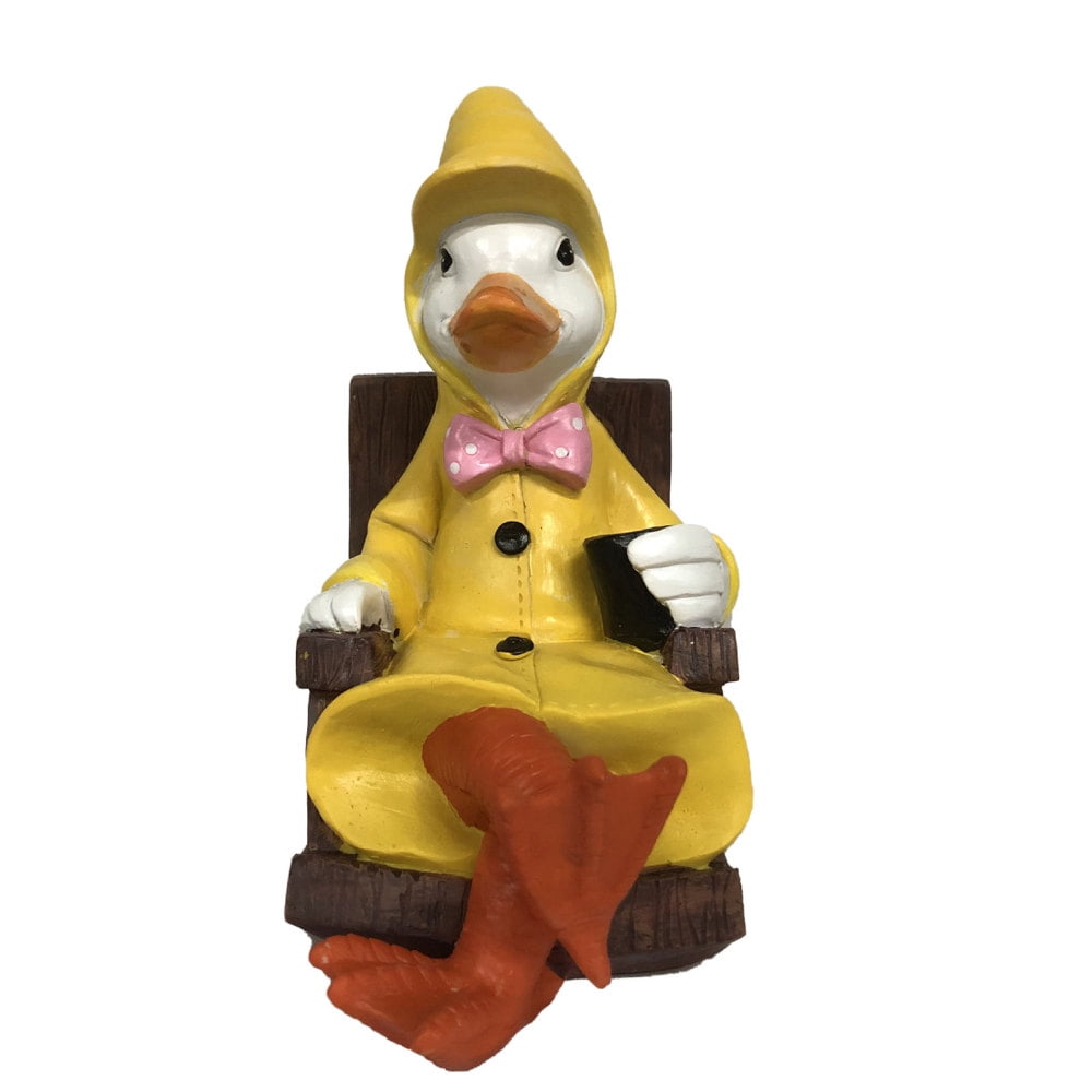 Outdoor Raincoat Duck Figurine Solar Powered Lovely Duck Decor for ...