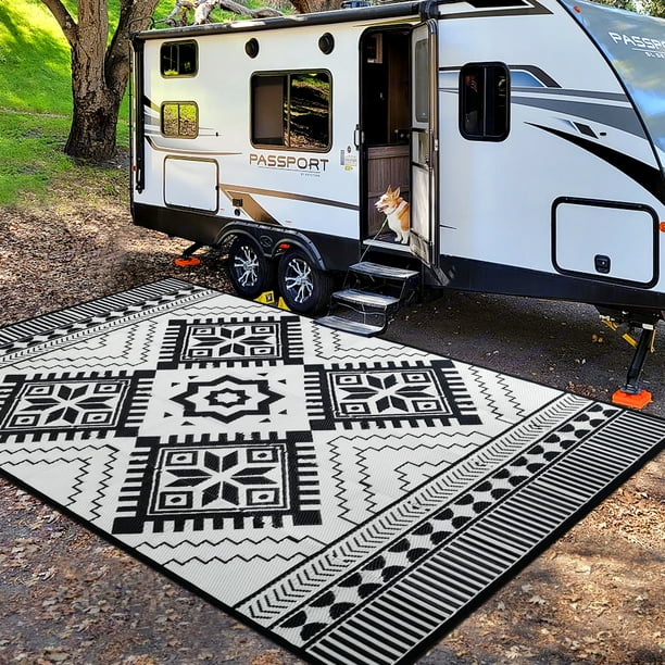 Outdoor Rugs for Patio 6x9ft, Reversible Plastic Straw Rug, RV Camping ...
