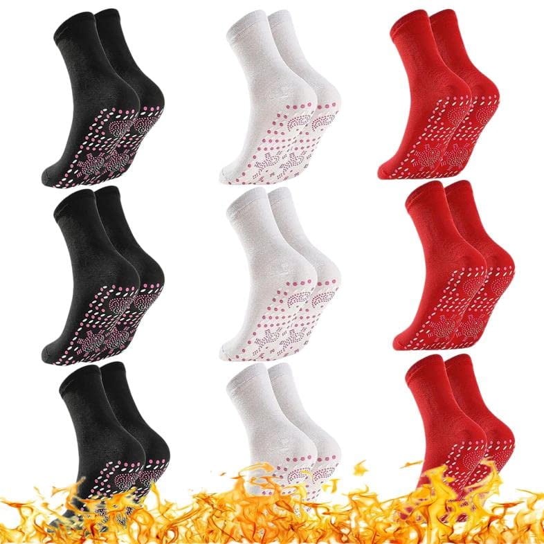 9Pairs Tourmaline Acupressure Self-Heating Shaping Socks, Tourmaline ...