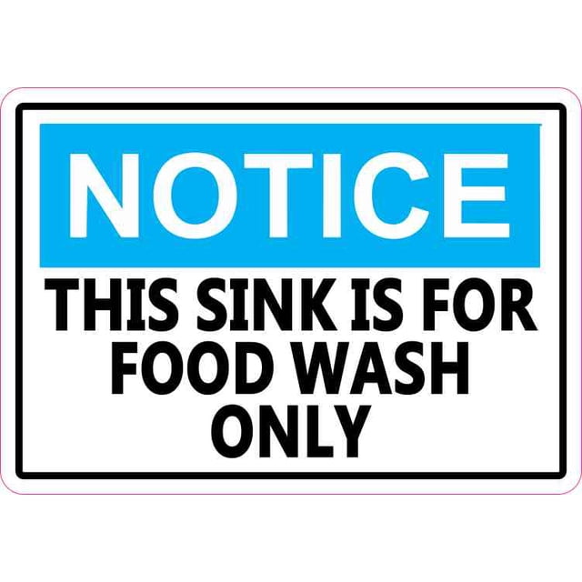 5in x 3.5in Notice Only Food Wash Sink Sticker Vinyl Sink Decal Sign ...