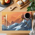 Abstract Mountain Cotton Linen Placemats Set of 4, Blue Navy Forest ...