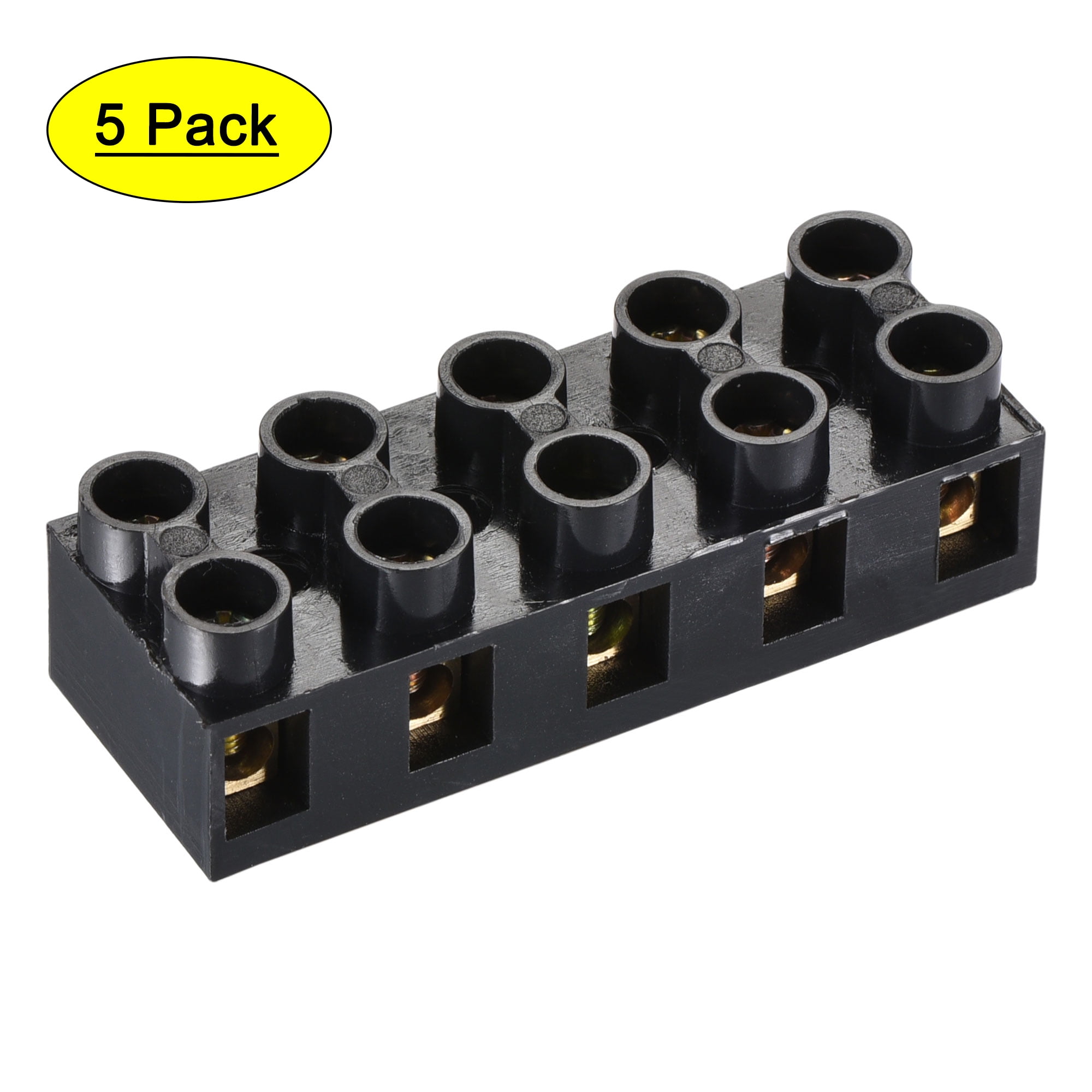 Uxcell Terminal Block 500V 10A Dual Row 5 Positions Screw Electric ...