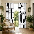 Black White Linear Grid Blackout Curtains 84 Inches Long, Modern ...