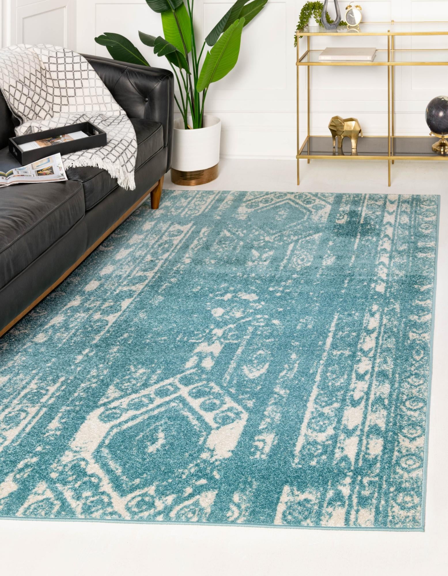 Rugs.com Lennon Collection Rug – 9' x 12' Light Blue Medium Rug Perfect ...