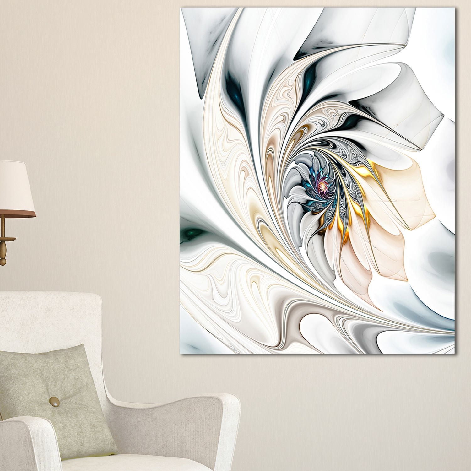 Click here for Designart Design Art White Stained Glass Floral Ar... prices