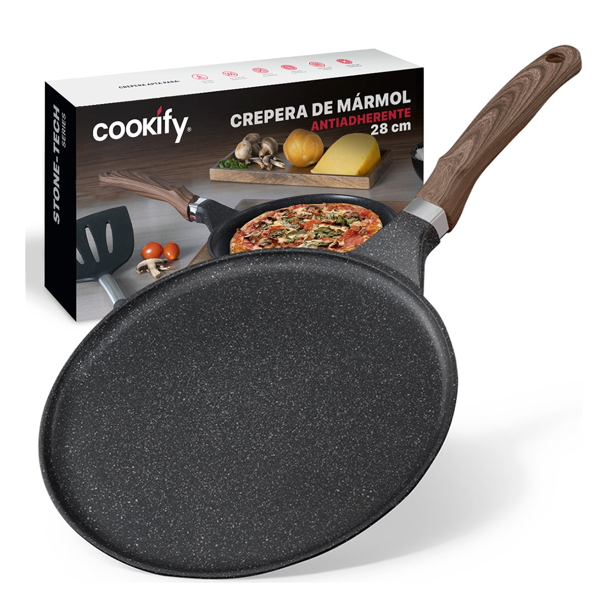 Sartén Crepera Cookify de Mármol Antiadherente 28 cm Color Negro. deal ...