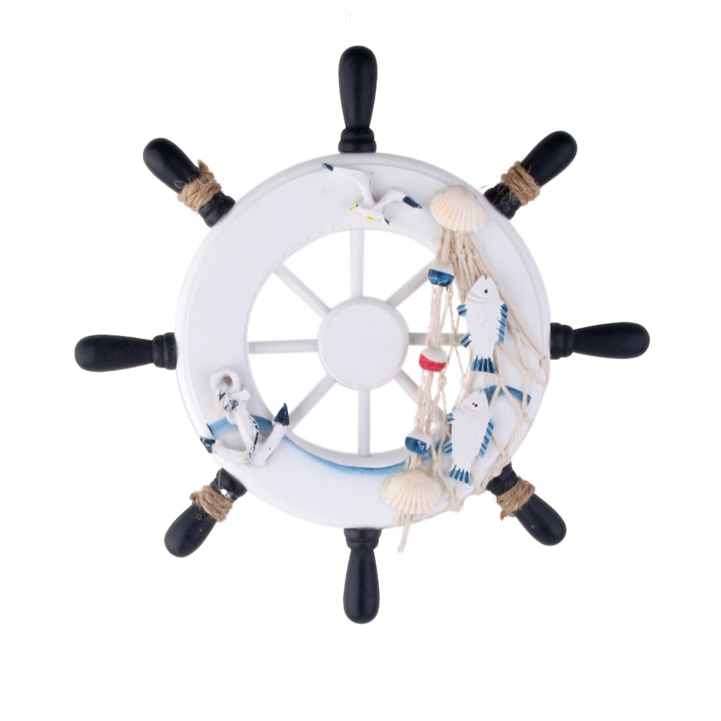 Rudder wall decor Nautical Beach Wooden Steering Wheel Fishing ...