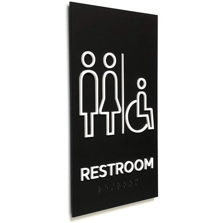Kubik Letters Unisex + Accessible Restroom Sign Grade 2 Braille Tactile ...