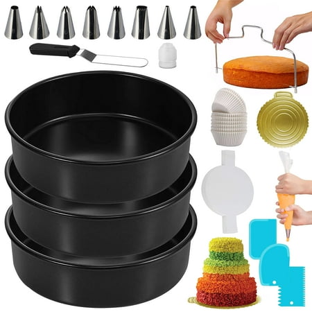 RFAQK 133Pcs Round cake Pans Sets for Baking-Nonstick 8 Inch cake Pan ...
