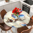 Coastal Beach Shells Round Tablecloth 45-54 Inch Round Fitted Table ...